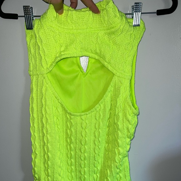 Tops | Kaylee Kollection Neon Green Bodysuit Size Large | Poshmark